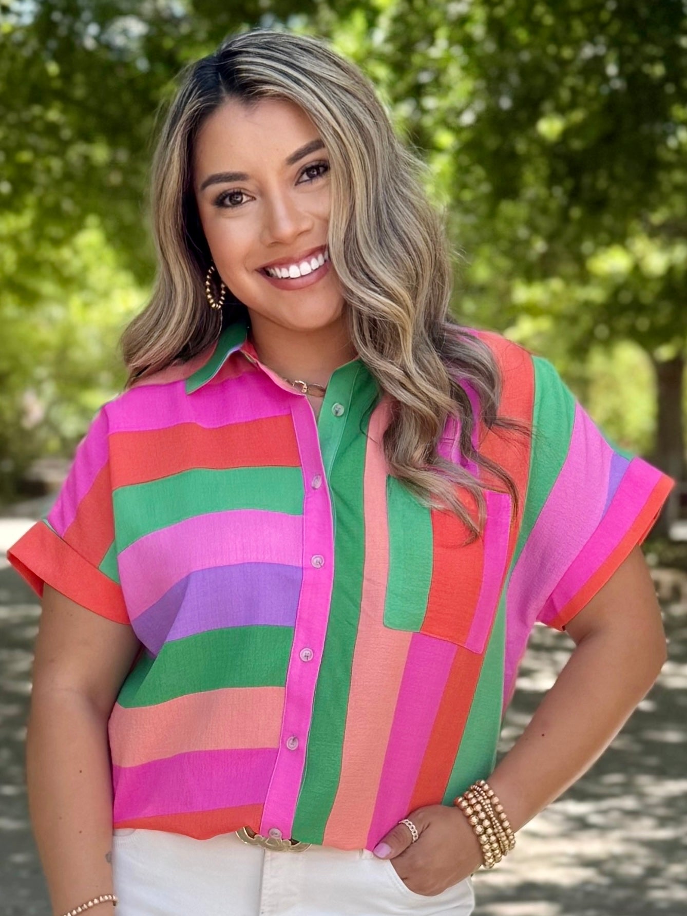 Sunset Skies Striped Blouse – Blessed Buffalo Boutique