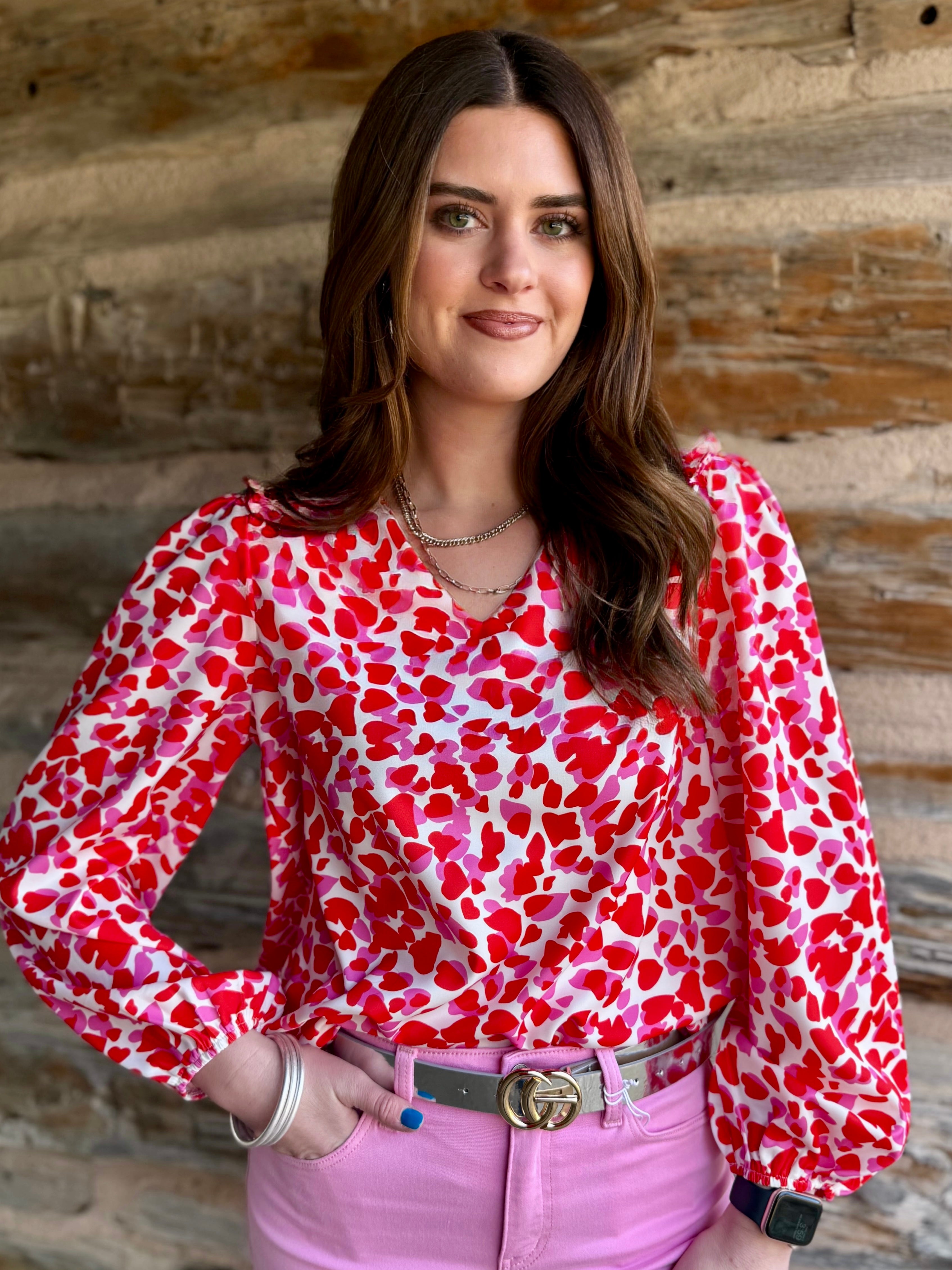 Full Of Love Heart Blouse – Blessed Buffalo Boutique