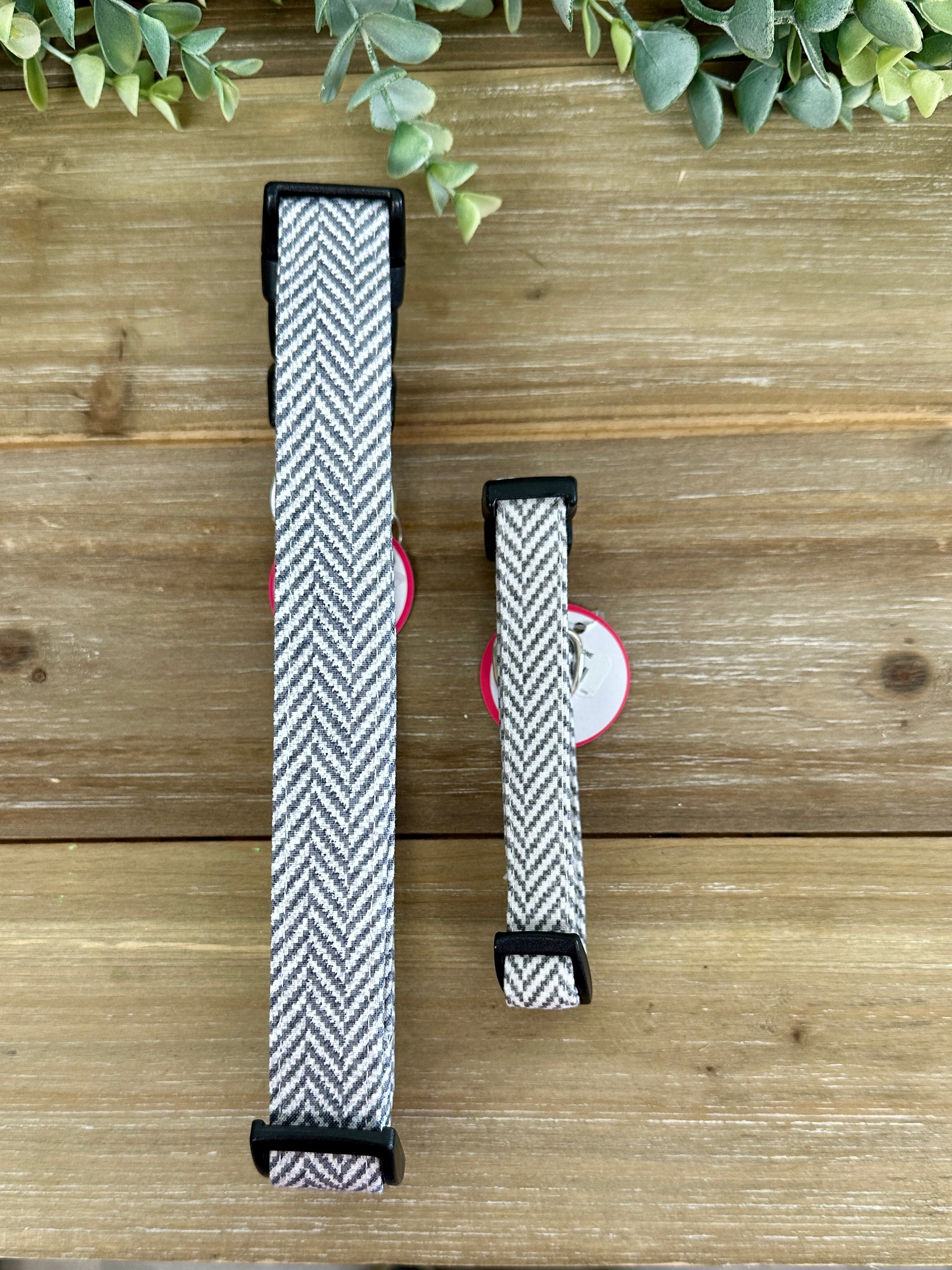 Grey Herringbone Pet Collar – Blessed Buffalo Boutique